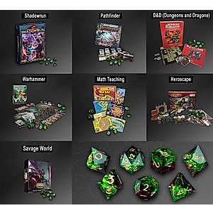 ATNPNTR DND Dice, DND Dice Set, RPG Dice, Polyhedral Dice Set, Dungeons and Dragons Dice, Role Playing Game Dice, Sharp Edge Dice with Beautiful Inclusions Galaxy Olive…