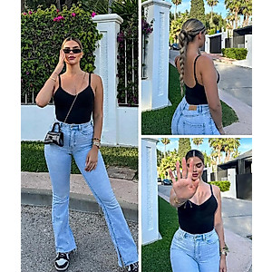 SHAPERX Women's Shapewear Bodysuit Tummy Control Body Shaper Seamless Sculpting Snatched Waist Body Suit,SZ5213-Black-L/XL