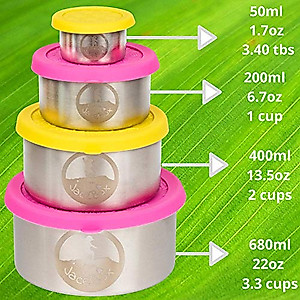 JaceBox Snack Containers for Kids - Stainless Steel Food Containers Leak proof Plastic FREE Silicone Lid Turtle Design