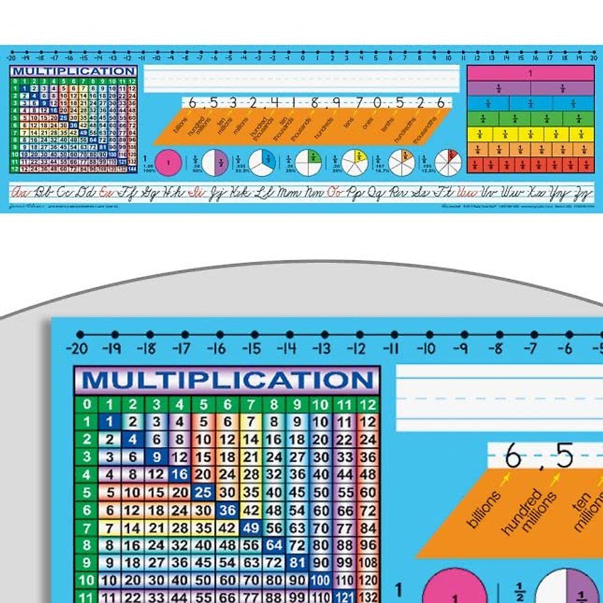 Really Good Stuff 24PK Zaner-Bloser Self-Adhesive Vinyl Desktop Reference Nameplate with Letters, Numbers, Place Values-Traditional Manuscript Name Tags