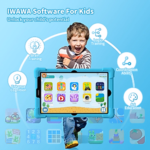 Headwolf Kids Tablet, Android Tablet for Kids 3GB RAM 64GB ROM Toddler Tablet with Case, Unisoc T310 Quad Core 8 Inch Tablet with Parental Control, Kids Software Pre-Installed, Dual Camera, WiFi, GPS