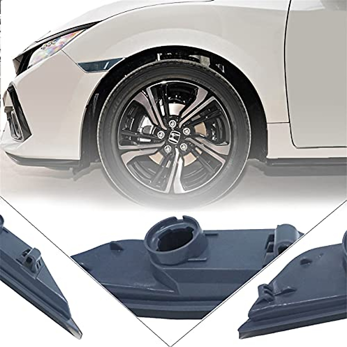 AutoJoy Club JDM Smoked Lens White Full LED Bulb Front Side Marker Light Compatible With 2016-2021 10th Gen Honda Civic Sedan Coupe Hatchback, Powered by 90-SMD LED, Replace OEM Sidemarker Lamps