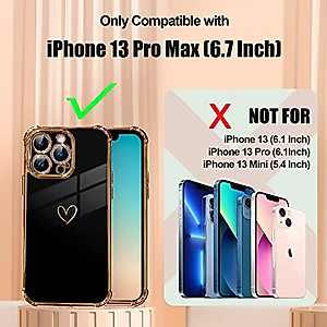 DAVIKO Compatible with iPhone 13 Pro Max Case for Women, Luxury Soft TPU Shockproof Protective Phone Case, Full Camera Protection Raised Reinforced Corners, 6.7 inch, Black
