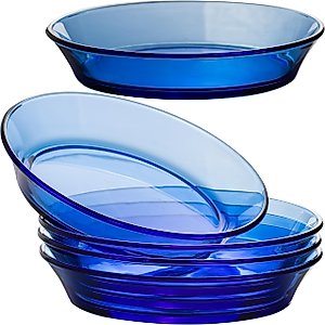 STPGoods Glass Dinner Plates - Set of 4, Blue Cobalt Transparent Glass Eating Plates, Circular Glass Dinnerware for Salad, Bread, Dinner (7.8-Inch Salad Plate Set, Set of 4)