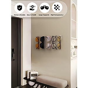 collwait 2 Pack Sunglass Organizer Sunglass Holder for Wall, Sunglasses Storage Organizer, Acrylic Sunglass Display Sunglasses Rack, Wall Mounted Sunglass Holder for Hanging Your Multiple Eyeglasses