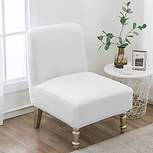 Leorate Armless Accent Slipper Chair Covers,Stretch Armless Chair Slipcover Removable Velvet Fabric Non-Slip Silp Cover for Accent Chair Without Arms Furniture Protector for Living Dining Room Hotel…