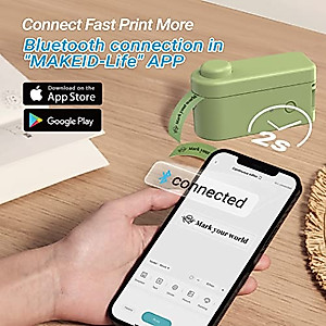 MakeID Label Makers HD (300dpi), Mini Inkless Pocket Wireless L1 Label Maker Machine Multiple Templates Available for Android iOS Handheld Sticker Label Printer USB Rechargeable Labeler Easy to Use