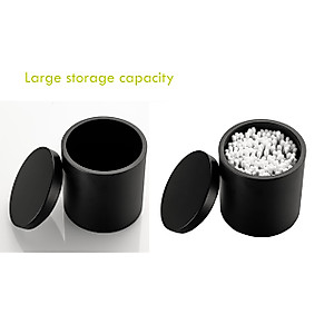 Joitsvia Cotton Swab Holder, Qtip Holder Dispenser with Lid, Resin Bathroom Containers,Vanity Storage Jars Organizer for Cotton Ball, Floss, Bath Salts, Bathroom Accessories, Matte Black