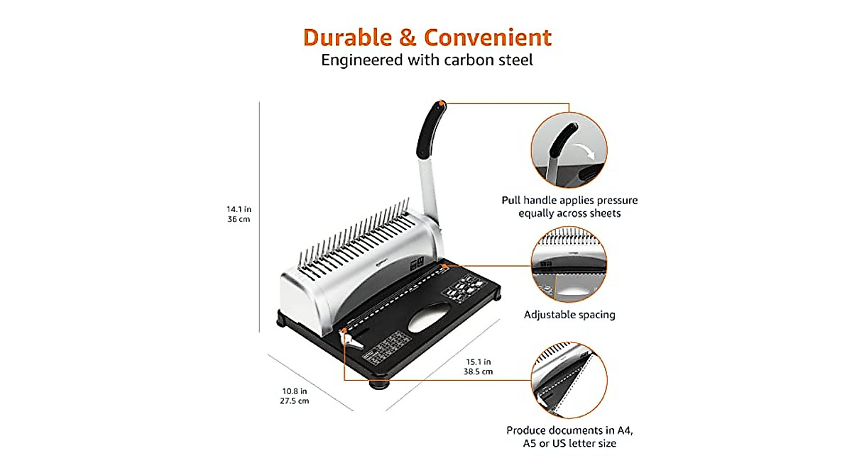 Amazon Basics Comb Binding Machine - Professional Document Binding