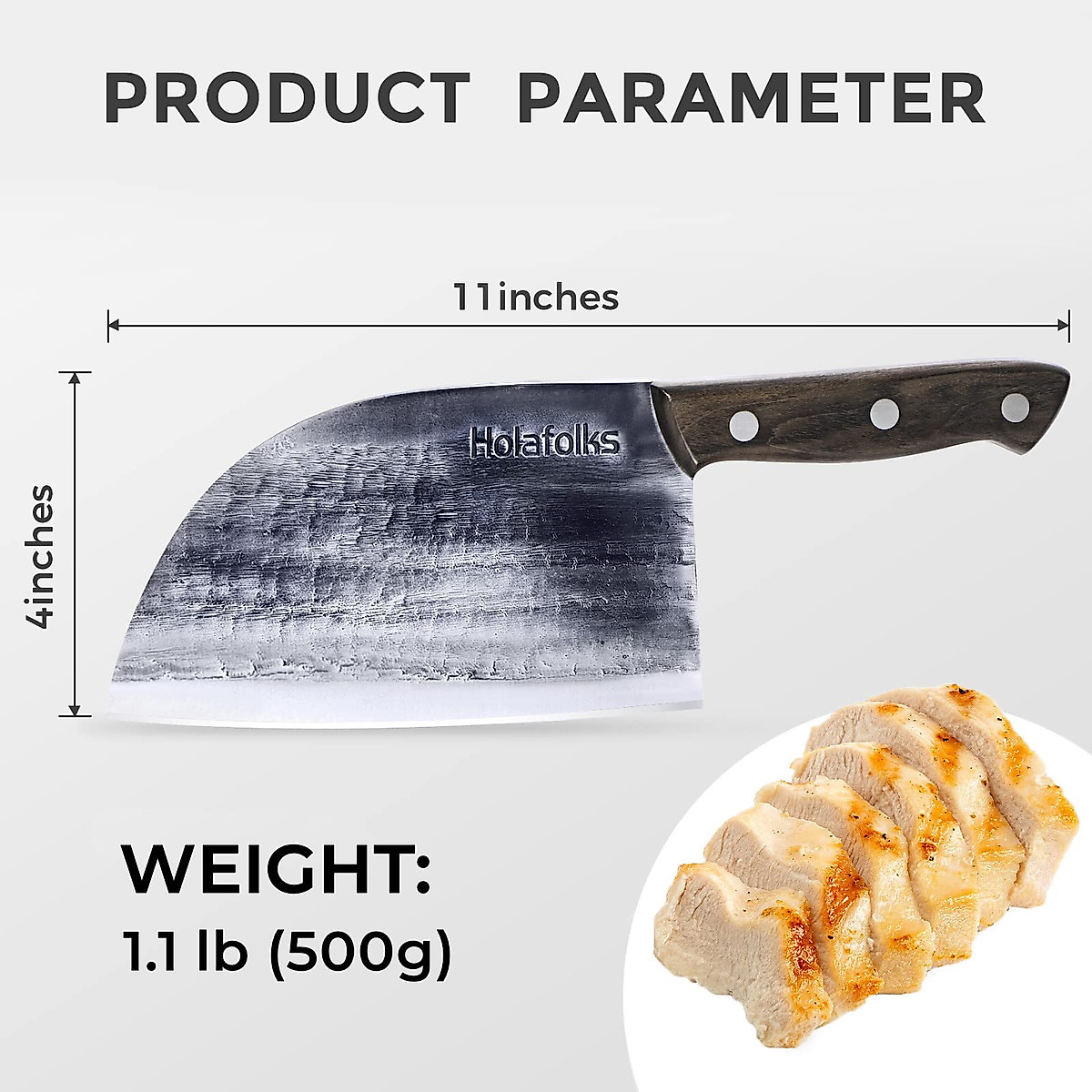 HolaFolks Anti-Rust Oil Coating Hand Forged High Carbon Steel Dividing Knife&Serbian Chef Knife Anti-Rust Oil Coating Meat Cleaver with Sheath