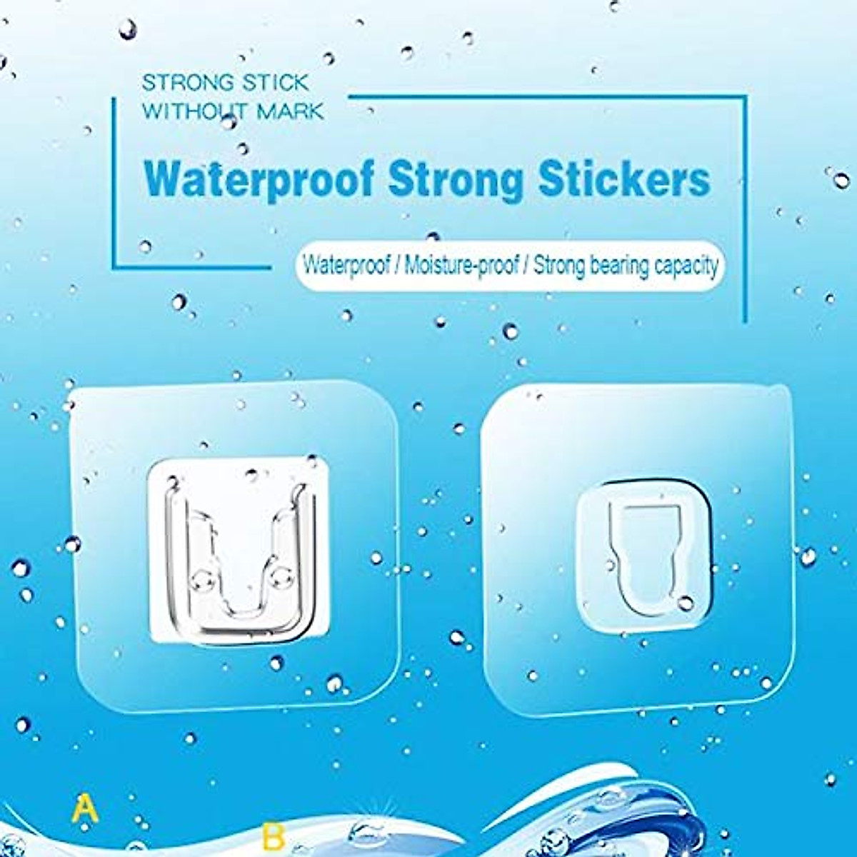 6pcs Adhesive Hooks Heavy Duty Stick on Wall Hooks Water-Proof Rustproof Wall Hooks Adhesive Holders for Hanging Socket, Trash Cans, Toilet Brushes, Flower Pots, Pictures, Photo Frames Clear