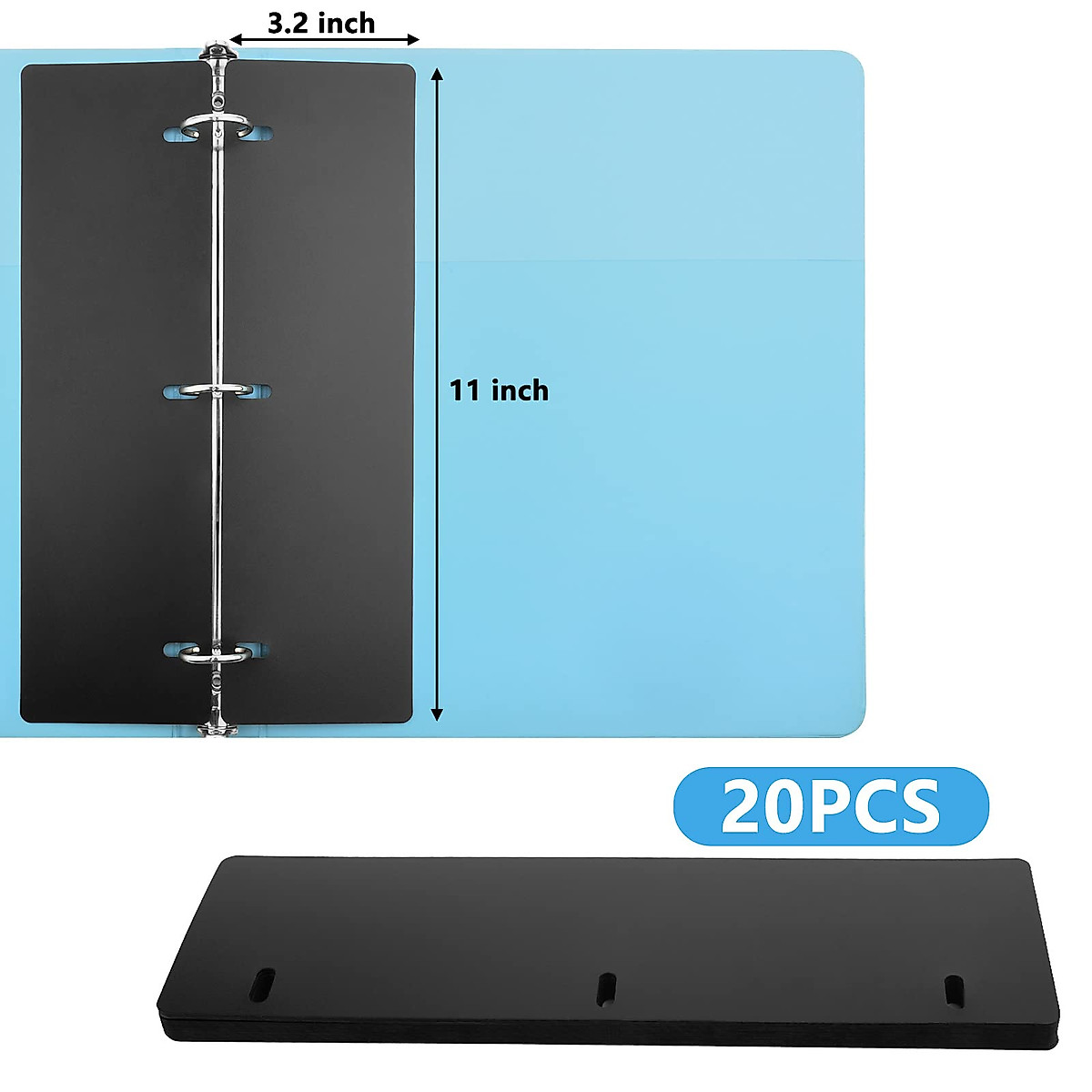 20 PCS Flat Sheet Lifters, Sheet Flatteners, Sheet Lifters Binders, Plastic Sheet Lifters, Protect Binder Page Sheet for 11-Inch x 8-1/2-Inch 3 Ring Binder, D Ring Binders