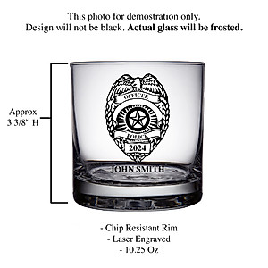 Police Officer Gifts for Graduation Gift, Whiskey Glass, Law Enforcement Gift for Men and Correctional Officer Retirement Party, Police Academy Gift