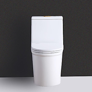 WinZo 23-inch Small Toilet One Piece with Golden Push Button Modern Design For Compact Narrow Bathroom 12" Rough-in White