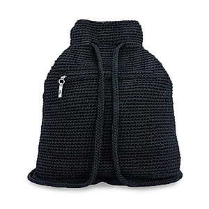 The Sak Crochet Craze Dylan Backpack, Large Lightweight Bag with Dual Straps, Black
