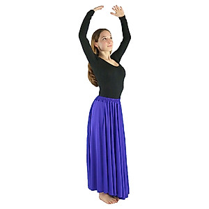 Danzcue Girls Long Full Circle Dance Skirt (S-M, Deep Purple)