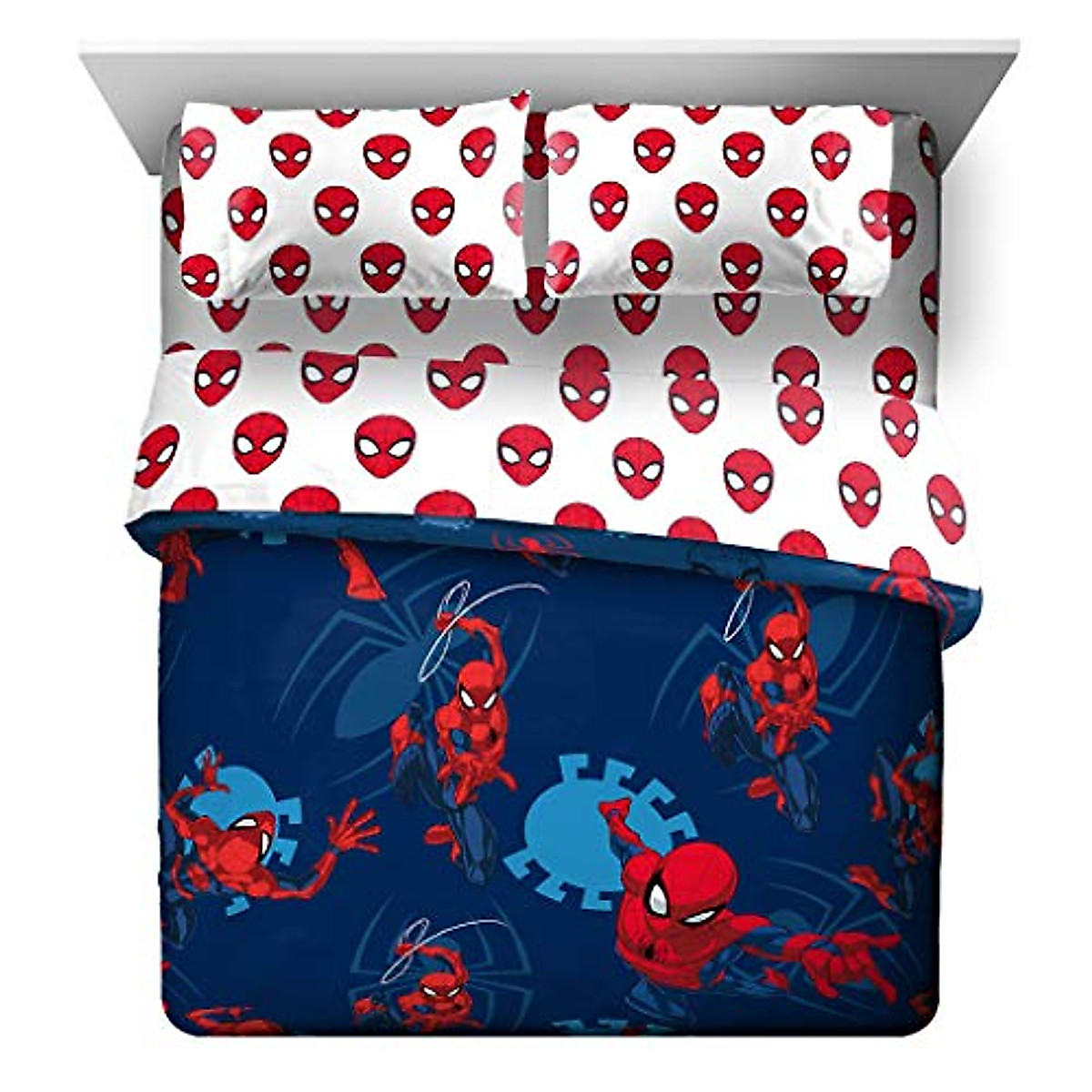 Jay Franco Marvel Spiderman Spidey Daze 5 Piece Queen Bed Set - Includes Reversible Comforter & Sheet Set Bedding - Super Soft Fade Resistant Microfiber (Official Marvel Product)