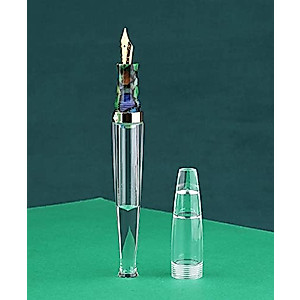 MAJOHN S5 Acrylic Eyedropper Fountain Pen Fine Nib, Transparent Large-Capacity Writing Pen with Metal Box