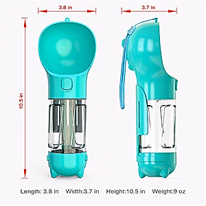 Portable Dog Water Bottle, Dog Travel Water Bottle Bowl Dispenser with Drinking Feeder Bowl Poop Bag for Dogs Small Pets Walking, Traveling, Hiking (Blue)