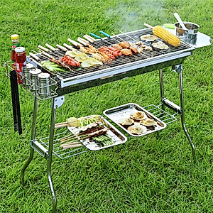 TBMAKE Grills Portable Outdoor BBQ Grill Patio Camping Picnic Barbecue Stove Suitable For People Charcoal Grill Grill Table