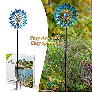 Wind Spinner Emerald 61in Single Blade Easy Spinning Kinetic Wind Spinner for Outside – Vertical Metal Sculpture Stake Construction for Outdoor Yard Lawn & Garden