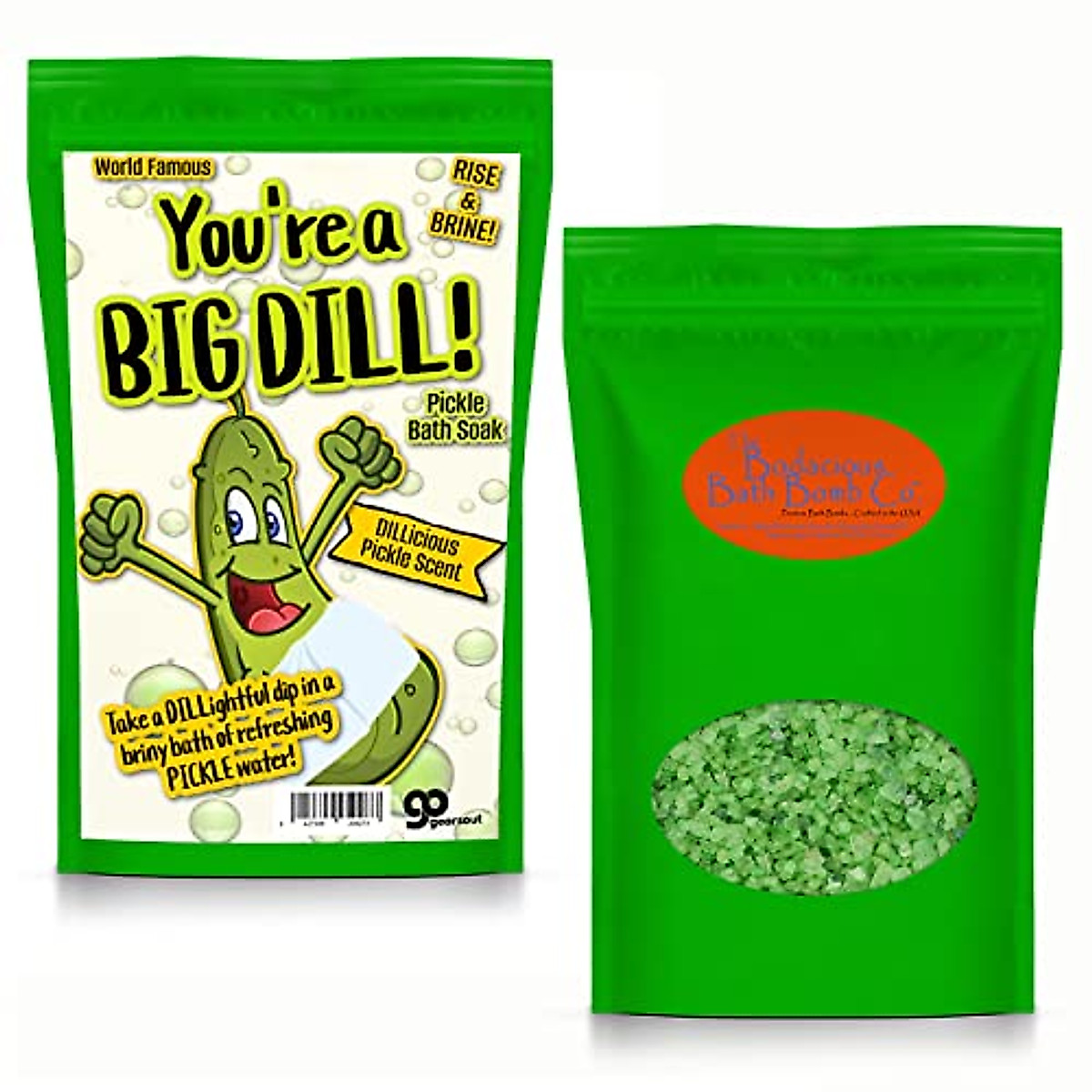 Big Dill Pickle Bath Soak - Fresh Dill Pickle Scent Bath Salts for Kids - Weird Spa Gift for Pickle Lovers, Funny Christmas Stocking Stuffers, Unisex Grab Bags, Easter Gift Baskets