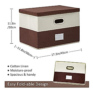 KIART Large Storage Bins with Lid, Decorative Storage Box 17 x 11.8 x 11.8 inch Clothes Organizer Basket for Home Bedroom Shelf Closet Office Car (Brown)