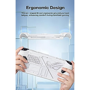 Protective Case for ASUS ROG Ally, TPU Case for ASUS ROG Ally with Kickstand, Included 2 ASUS ROG Ally Tempered Glass Screen Protector, Dustproof Nets, Joystick Protectors and 3.1 Adapter - White