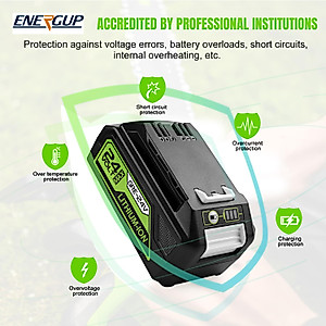 energup 2Pack 24V 3.5Ah Replacement Greenworks 24V Lithium Battery 29842 29852 29322 BAG709 BAG710 20352 22232 2508302 for Greenworks 2X24V + 2Port 29862 Charger for G-24 Greenworks 24V Battery