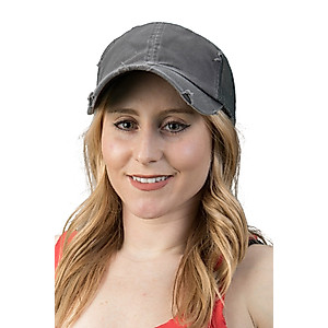 Funky Junque Distressed Low Profile Vintage Polo Style Trucker Dad Hat - Dark Grey