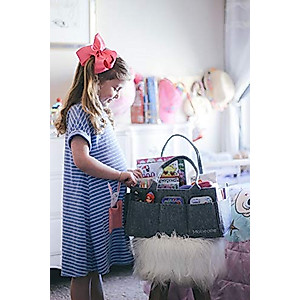 Premium Craft Supplies Storage Organizer with Zipper Pocket | Yarn & Knitting Caddy | Planner Tote | Customizable Compartment | Organize Tape, Needle, Scissors in Zipper Pocket