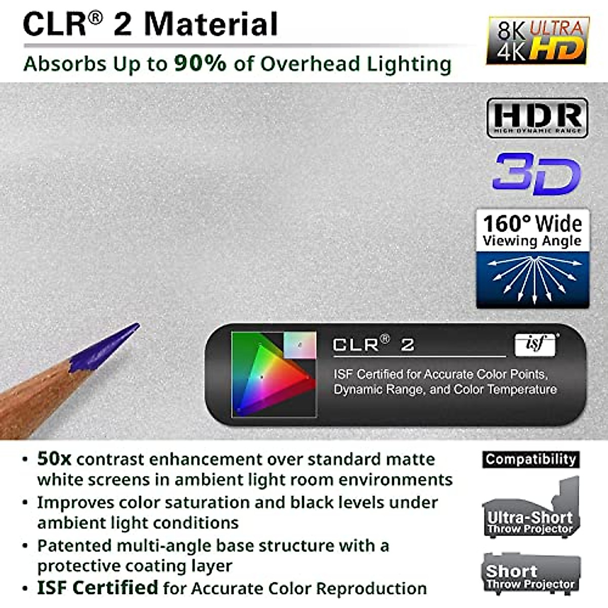 Elite Screens Light-On CLR 2 Series, 103" Diag. 16:9, Ceiling Ambient Light Rejecting Folding-Frame Portable Screen, LPS103H-CLR2