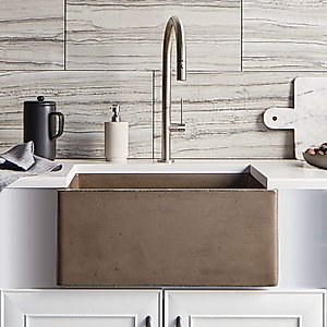 Native Trails NSK2418-E Farmhouse Apron-Front/Under mount Native Stone Kitchen Sink, 24" x 18", Earth