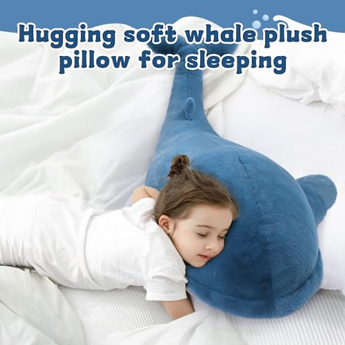 Tezituor Large Whale Stuffed Animal, 4ft Giant Stuffed Whale Plush Ocean Toys, 43.3 inch Big Whale Plush Pillow for Girls Boys