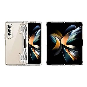 i-Blason Cosmo Series for Samsung Galaxy Z Fold 4 Case with Pen Holder 5G (2022), Stylish Protective Bumper Z Fold 4 Clear Case with Built-in Screen Protector (Clear)