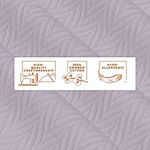 Kotton Culture Knitted Geometric Herringbone Pattern Handwoven Blanket 100% Long Staple Cotton - Soft & Cozy All-Season Throw for Bed Couch Chair Outdoors (Twin/Twin XL, Lilac)