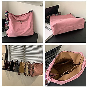 Corduroy Crossbody Bag For Women Shoulder Bags Handbag Purse Schoolbag Tote Bag Hobo Bag Large Fashion (creamy-white)