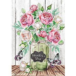 Mother's Day Roses Garden Flag Mason Jar Floral 12.5" x 18" Briarwood Lane