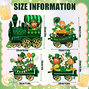 Maitys 4 Pcs St. Patrick's Day Train Yard Sign Decorations Leprechaun Shamrock Train Lawn Outdoor Decor Irish Garden Sign with Plastic Stakes for Saint Patty's Day Home Patio Outdoor Decorations