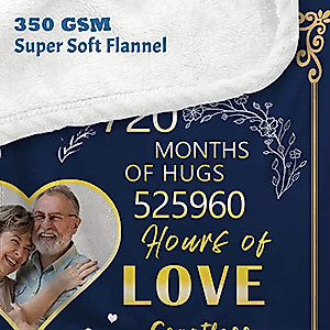 Custom Anniversary Blanket with Name Picture & Date, Personalized Gifts for 40th 50th 60th Wedding Anniversary, Custom Blanket for Couple, Golden 50 Years of Marriage Gifts for Dad, Mom, Grandparent