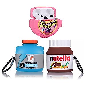 (3Pack) Case for Airpods 3rd Generation, BGAANM Silicone Airpods 3 Case Protective Cover with Cute Funny Skin Design, with Keychain (Nutella+Bubba+G)
