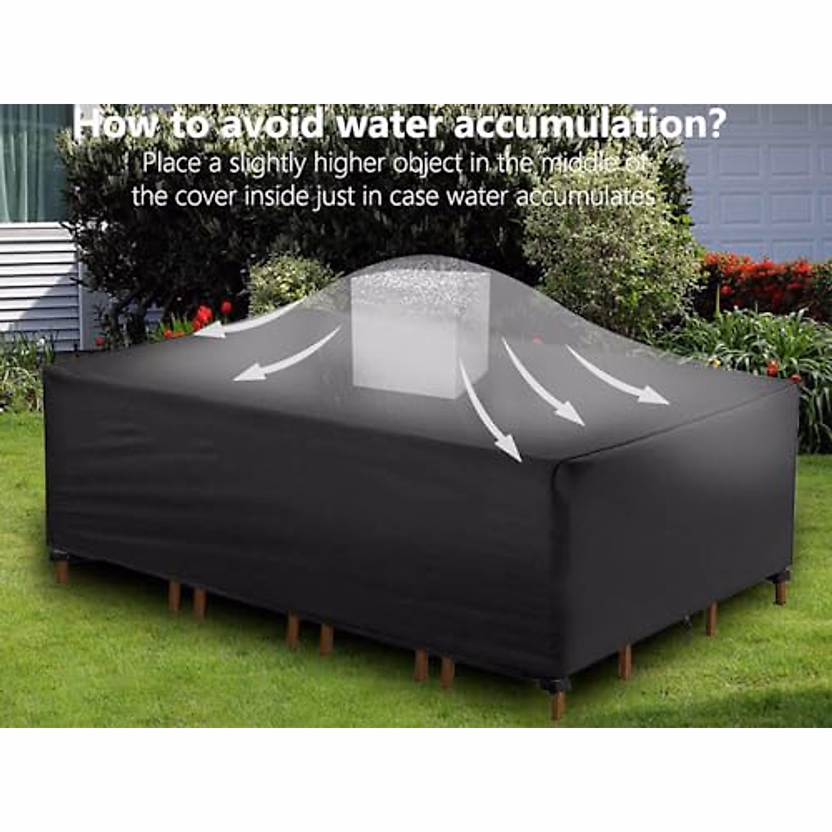 Patio Furniture Covers Outdoor Table Furniture Cover Waterproof Rectangle 600D Patio Sectional Couch Set Cover for Deck Lawn and Backyard Wind Dust Proof Anti-UV 92"L x 32"W x 40"H/230x80x100cm