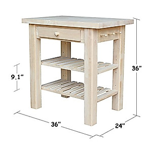 International Concepts Kitchen Island, Unfinished