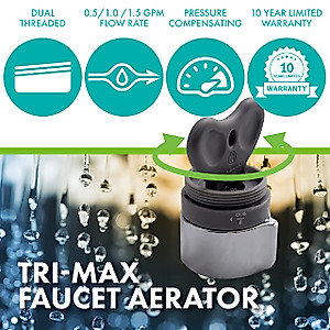Niagara Conservation N3610CH Tri-Max 1-Spray 0.5-1.5 GPM 1.4-in. Pressure-Compensating Needle-Spray Faucet Aerator Chrome | Bathroom Sink and Kitchen Sink Aerator for Home Improvement