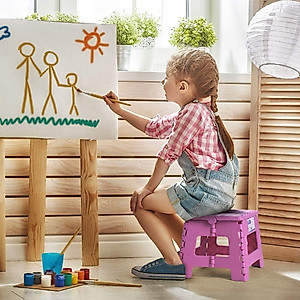 Folding Step Stool 9" and 13", Durable Kids Step Stool for Kids and Adults, Pink 2 Pack