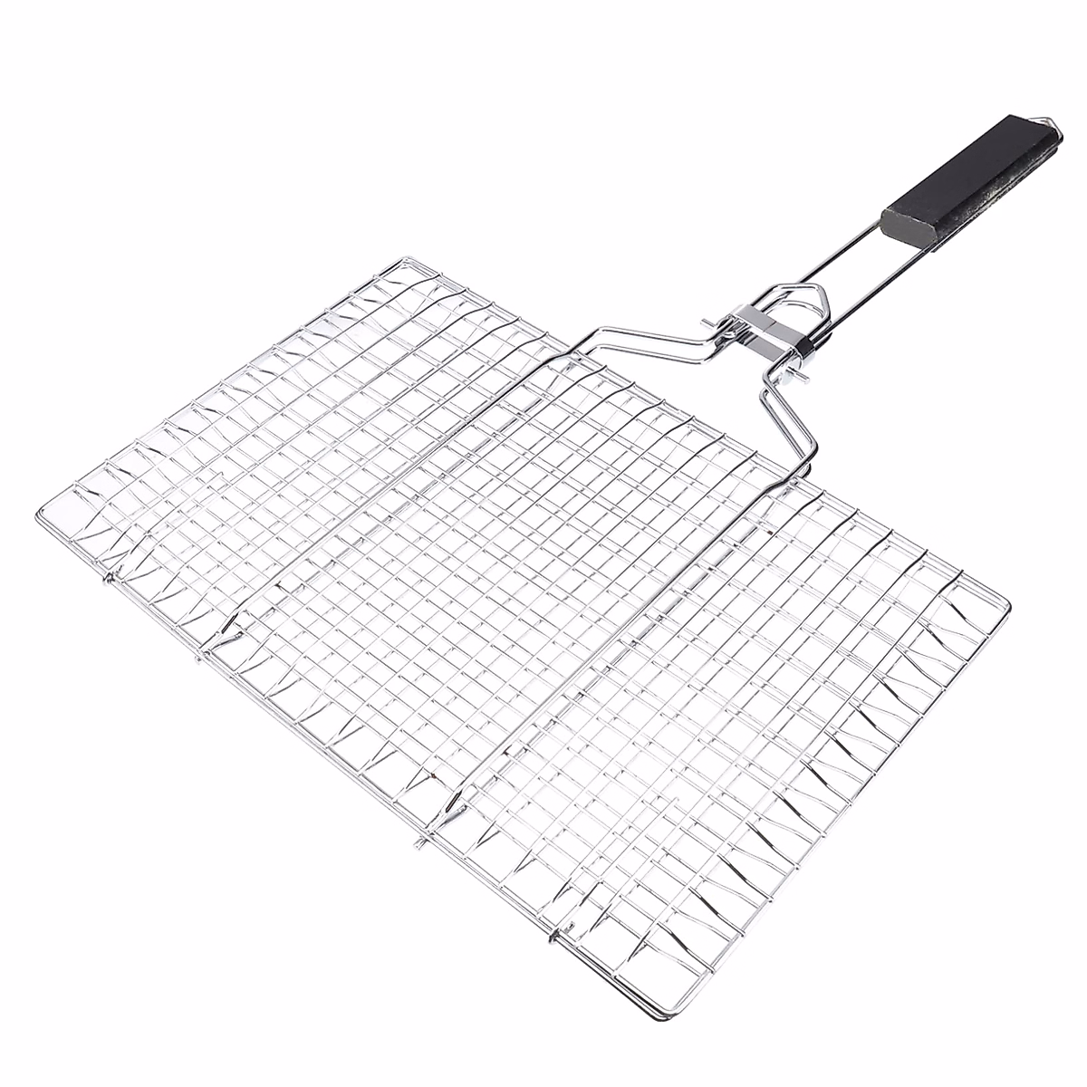 JEWEDECO 1pc Bbq Fish Rack Barbecue Fish Basket Bbq Grilling Basket Outdoor Grill Accessories Bbq Fish Holder Bbq Fish Basket Charcoal Grills Barbecue Grill Stainless Steel Grilled Shrimp