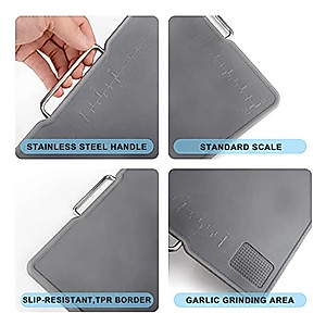 FIVETAS cutting boards for kitchen dishwasher safe,set of 3 with holder,plastic cutting boards with Easy-Grip Handles.GARLIC GRINDING AREA. BPA Free, Non-porous Non-Slip Feet