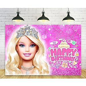 Pink Backdrops for Birthday Party Decorations Supplies Baby Shower Photo Background for Girl Birthday Party Cake Table Decorations Birthday Banner 5x3ft