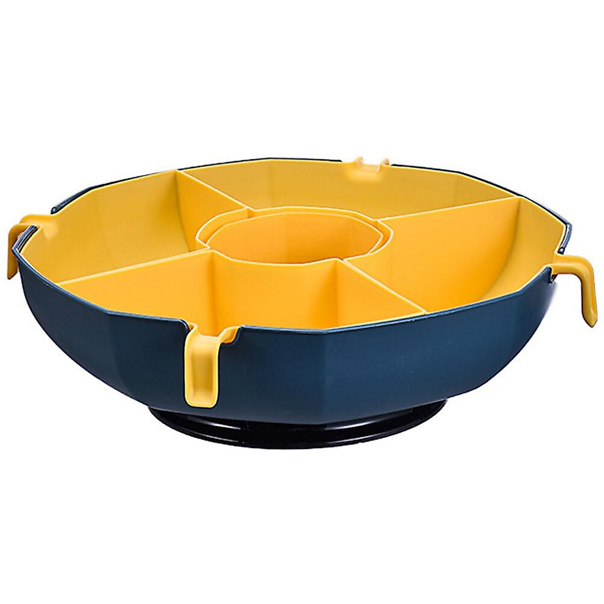 Cabilock Divided Serving Platter Rotatable Hot Pot Vegetable Tray Veggie Platter with Colander Compartment Snack Serving Plate for Party Appetizers Dried Fruit Candy Nut Charcuterie