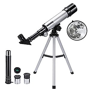 Merkmak Telescope for Kids & Beginners, Kids Telescope 50mm Aperture 360mm AZ, 90X Magnification Astronomical Refracting Telescope with Tripod for Kids to Explore The Moon and Star